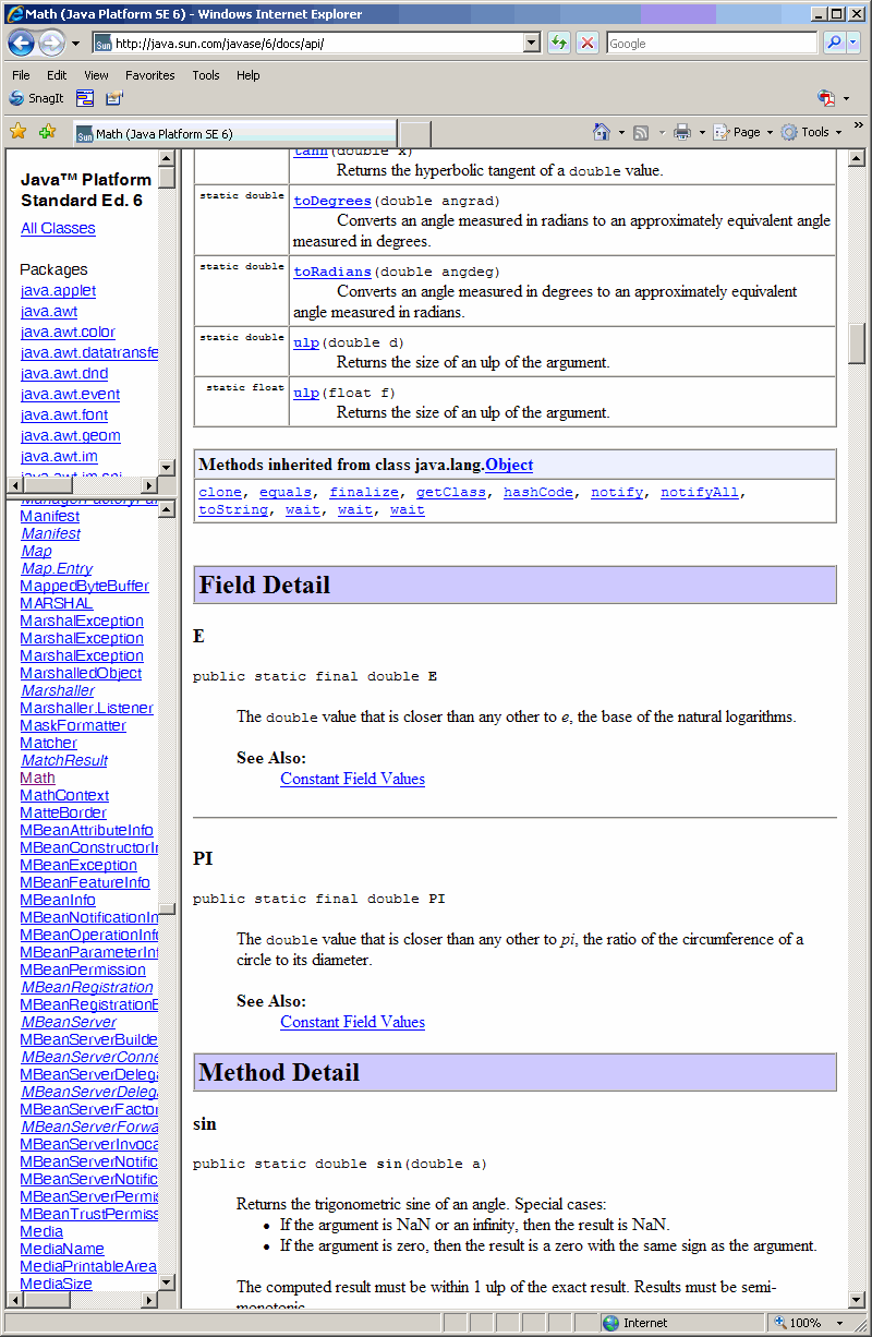 Objects, Using Class Libraries/JavaDoc