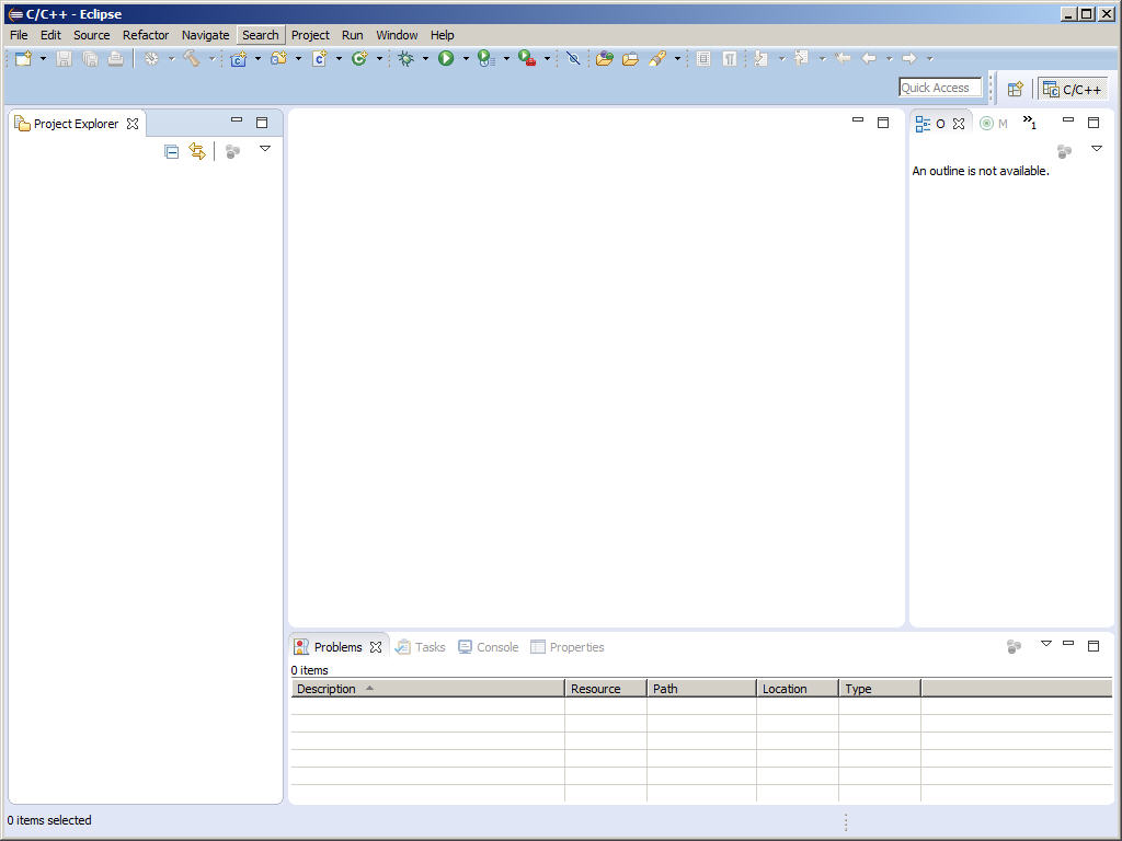 Notice the C/C++ words/icon appear on the top left (in the Window title ...