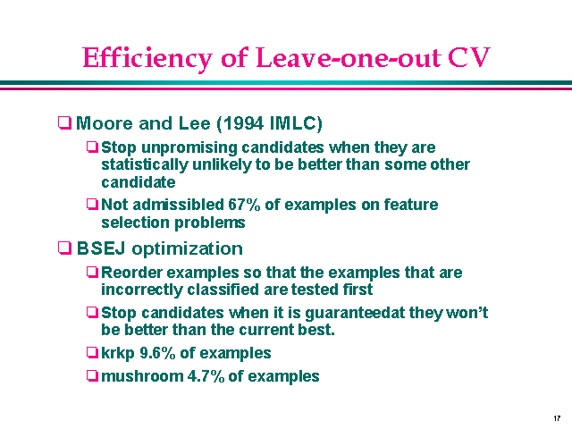 Efficiency of Leave-one-out CV